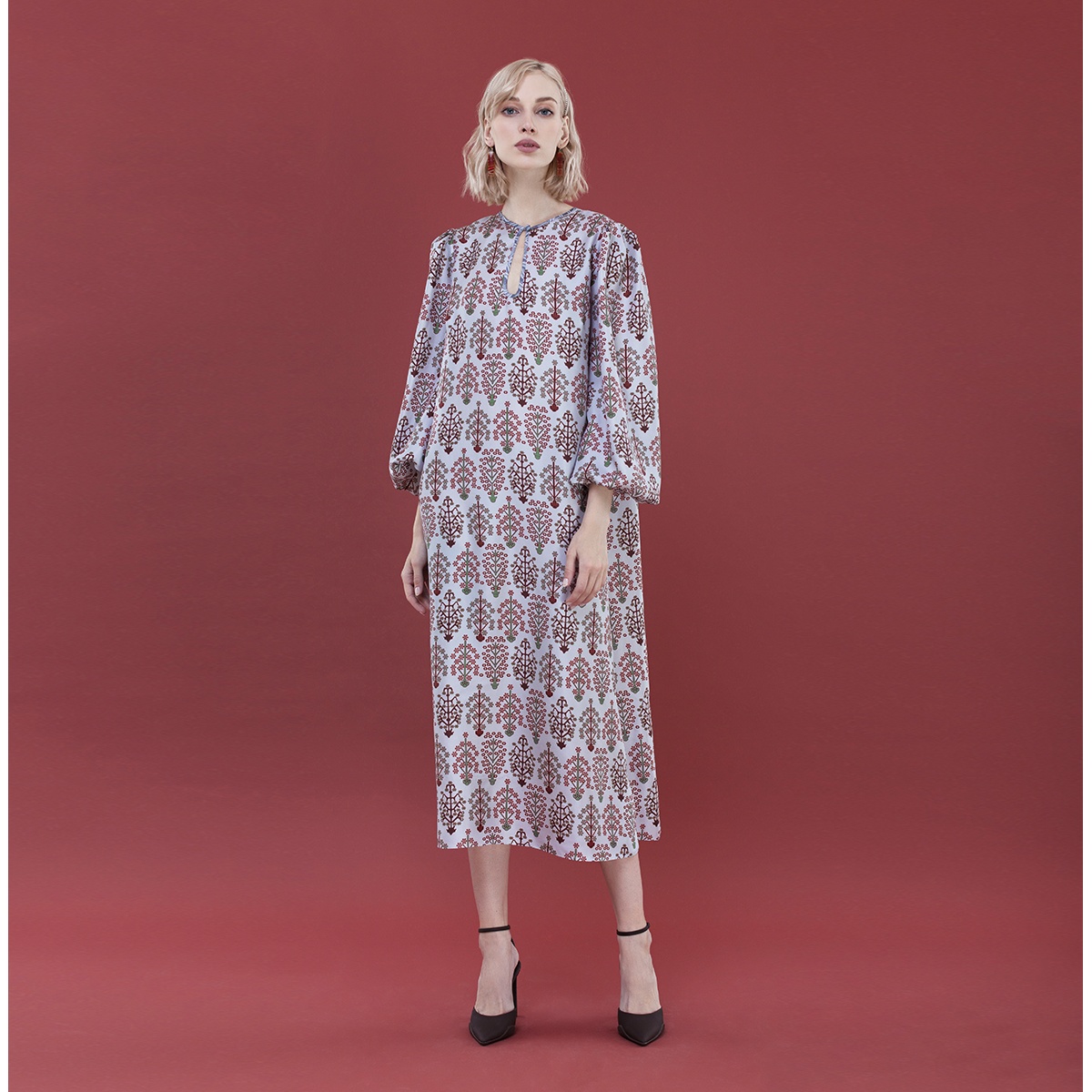 Dress "FLORAL" silk on a grey background by Kokosha buy online